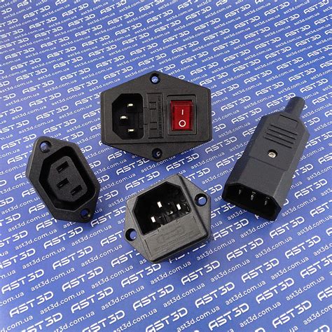 Разъем питания Iec320 C14 3pin Папа с выключателем гнездо 220В в корпус на винтах • купить