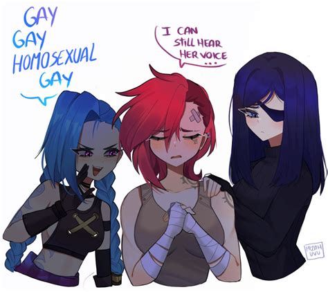 Safebooru 3girls D Arcane League Of Legends Arcane Jinx Arcane Vi