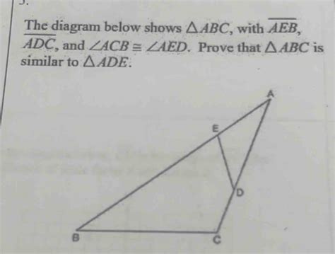 solved the diagram below shows abc with overline aeb overline adc