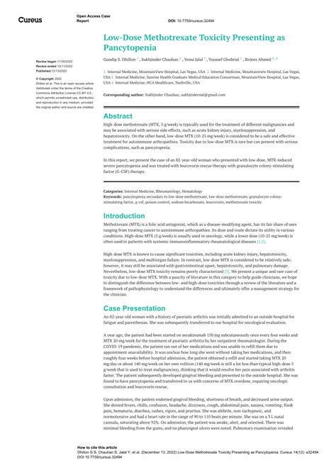 Fatal Low Dose Methotrexate Toxicity A Case Report And Literature Review At Paula Young Blog