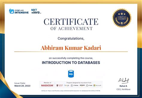 Abhiram Kadari On Linkedin Sql Nxtwave