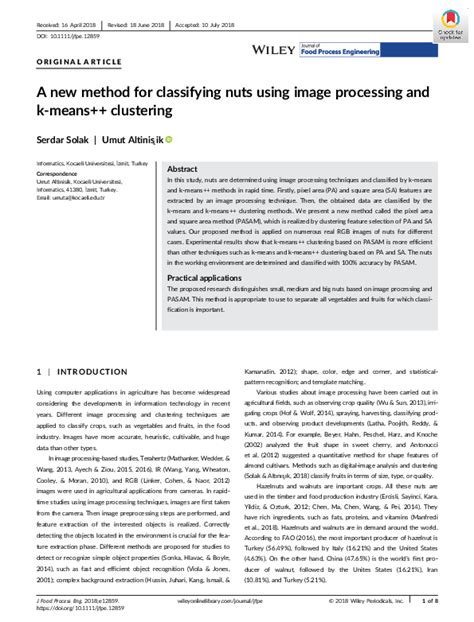 Pdf A New Method For Classifying Nuts Using Image Processing And K Means Clustering