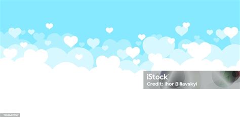 하트 배경입니다 사랑 홀리 데이 카드 배너 포스터 템플릿 파란색과 흰색 완벽 한 테두리입니다 발렌타인 데이 귀여운 심플 현실적인 디자인 투명 한 배경입니다 평면 스타일 벡터