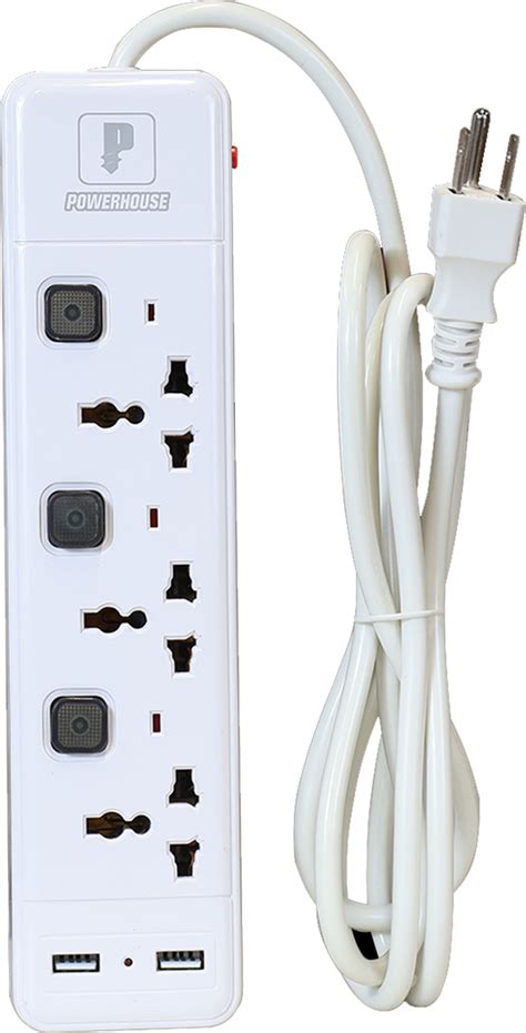 3 Gang Universal Socket W Usb Extension Cord With Individual Switch A Powerhouse Tools