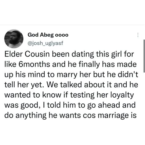 Twitter Stories Lady Fails Test Set By Her Lover Who Wanted To