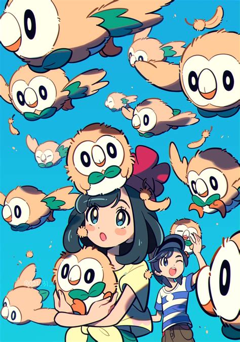 Selene Rowlet And Elio Pokemon And 1 More Drawn By Chueog Danbooru