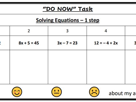 Solving Equations One Step Do Now Task Teaching Resources