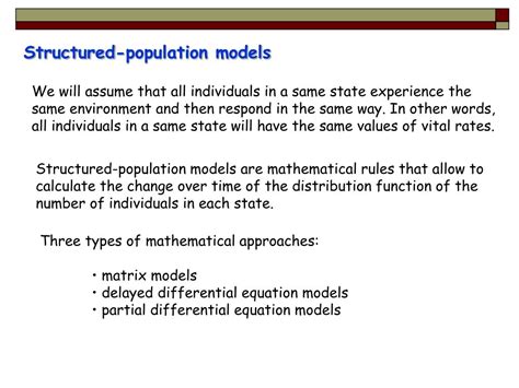 ppt demographic matrix models for structured populations powerpoint