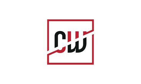 Cw Logo Design Initial Cw Letter Logo Monogram Design In Black And Red Color With Square Shape