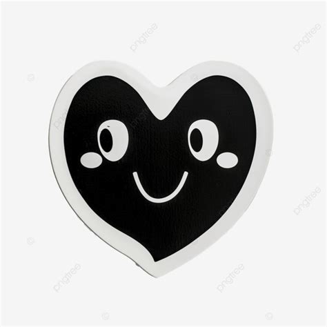 귀여운 얼굴을 가진 흑백 하트 모양 스티커 마음 상표 귀엽다 Png 일러스트 및 이미지 에 대한 무료 다운로드 Pngtree