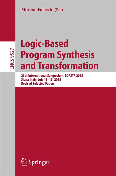 Logic Based Program Synthesis And Transformation Ebook By Epub Rakuten Kobo United States
