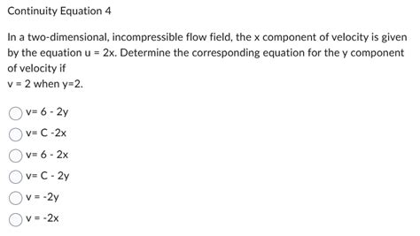 Solved Continuity Equation 4in A Two Dimensional