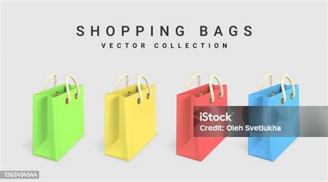 회색 배경에 빈 쇼핑 백 3d 쇼핑 컨셉 벡터 일러스트레이션 3차원 형태에 대한 스톡 벡터 아트 및 기타 이미지 3차원 형태 가방 개념 Istock