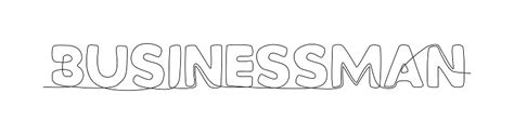 One Continuous Line Of Businessman Word Thin Line Illustration Vector