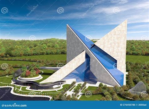 Futuristic Triangular Architecture Aerial Stock Illustration Illustration Of Pyramid Skyline
