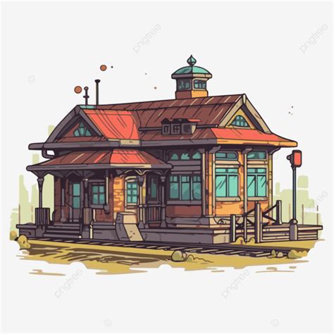 기차역 만화 스타일 역 삼포 그림 벡터 상표 클립 아트 Png 일러스트 및 벡터 에 대한 무료 다운로드 Pngtree
