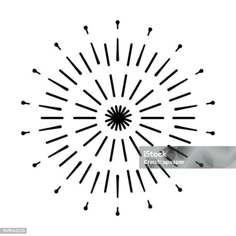 레트로 썬 버스트 모양 빈티지 로고 라벨 배지입니다 벡터 디자인 요소 절연입니다 최소한의 검은 불꽃 파열 검은색에 대한 스톡 벡터 아트 및 기타 이미지 Istock