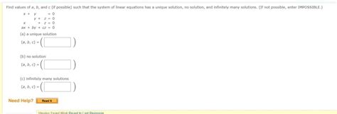 Solved X Find Values Of A B And C If Possible Such Chegg Com