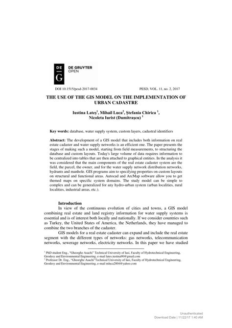 Pdf The Use Of The Gis Model On The Implementation Of Urban Cadastre