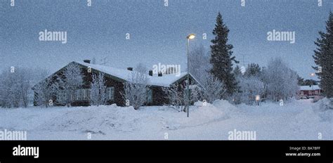 Log Cabins At Ice Hotel Jukkasjarvi Kiruna Lapland Sweden Stock