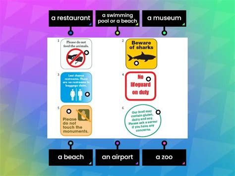 Match Warning Signs With Places Labelled Diagram