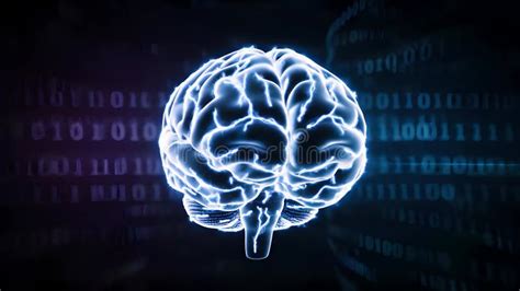 Digital Brain Glowing Blue In A Futuristic Binary Code Environment Illustrating Artificial
