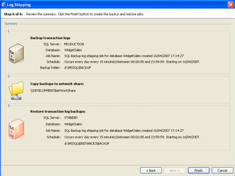 Log Shipping Review Summary Sql Backup 6 Product Documentation