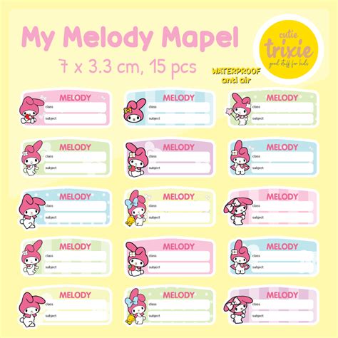 Jual Sticker Label Buku Mata Pelajaran Mapel My Melody Shopee Indonesia
