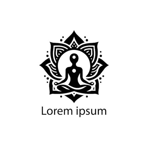 색 배경에 있는 요가 로고 프리미엄 벡터