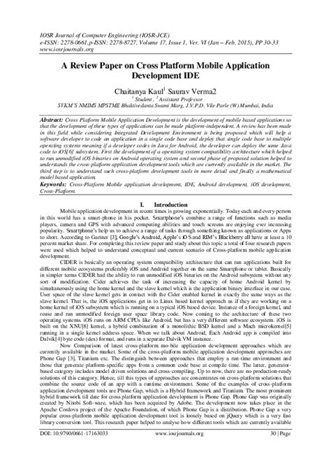 Pdf A Review Paper On Cross Platform Mobile Application Development Ide
