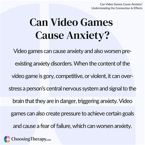 Video Games And Anxiety Understanding The Connection