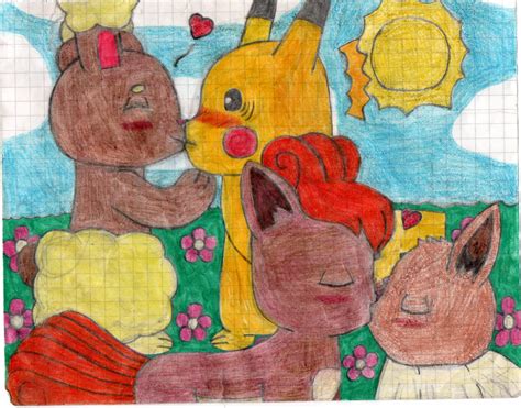 The Girlsfriends Kissing Pikachu And Eevee By Eeveeandvulpix2000 On Deviantart