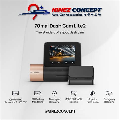 70mai Dash Cam Lite 2 1080p Sony Imx307 G Sensor And 130° Wide Angle Fov Shopee Malaysia