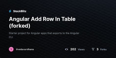 angular add row in table forked stackblitz
