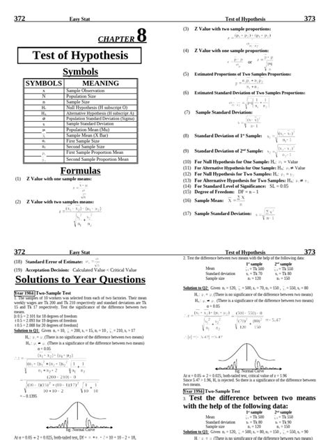 8 Hypothesis Pdf Standard Deviation Sample Size Determination