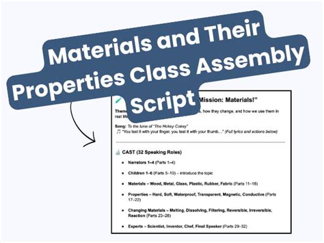Materials And Their Properties Ks2 Class Assembly Script Teaching