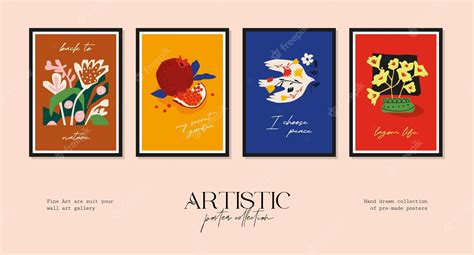 식물 인쇄용 포스터의 벡터 일러스트 레이 션 세트 프리미엄 벡터