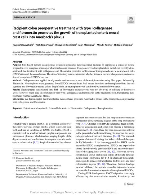 Recipient Colon Preoperative Treatment With Type I Collagenase And Fibronectin Promotes The