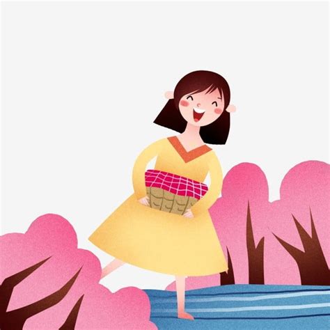 봄 투어 일러스트 레이션 아름다운 아가씨 만화 캐릭터 핑크 나무 봄 투어 일러스트 레이션 만화 캐릭터 아가씨 Png 일러스트 및 Psd 이미지 무료 다운로드 Pngtree