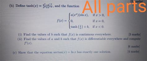 Solved B Define Tanh X And The Function Ette All Arts Chegg Com