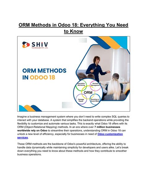 Understanding Orm In Odoo 18 Methods And Best Practices Pdf
