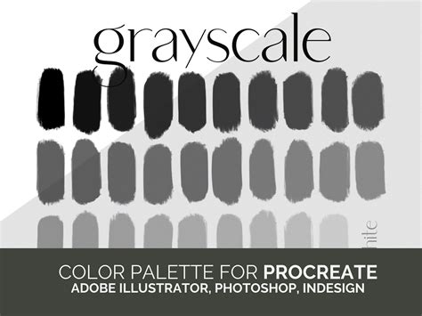 Grayscale Procreate Color Palette Shades Of Gray Swatches For Adobe