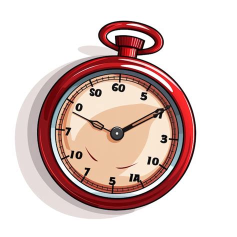 premium ai image cartoon red stopwatch with numbers and hands on a