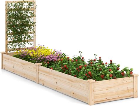 Glimmergrove Raised Garden Bed With Trellis Wooden Garden Box With