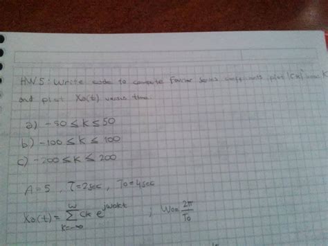 Write To Compute Fourier Series Coefficients Plot C