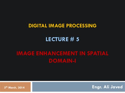 pdf digital image processing lecture 5 image enhancement in spatial