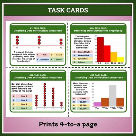 Teks Math 612b Task Card Describing Data Distributions Graphically