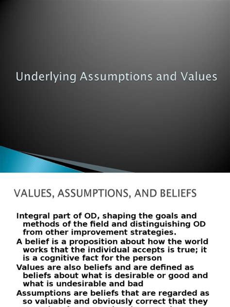 Od Assumptions And Values Value Ethics Leadership