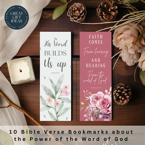 10 Bible Verse Bookmarks Printable Scripture Bookmark Set Christian