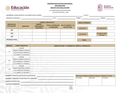 Boleta Quinto Grado 2025 2026 Pdf Inteligencia Aprendizaje